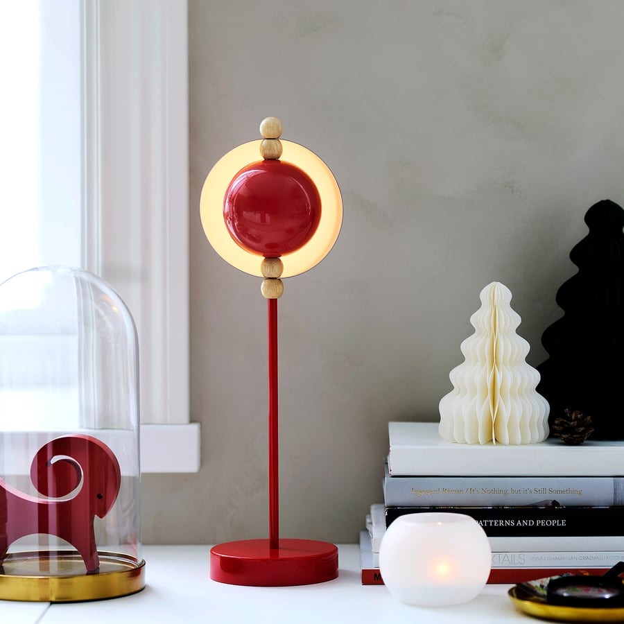 STRÅLA LED decorative table lamp, metal battery-operated/red – Simple ...